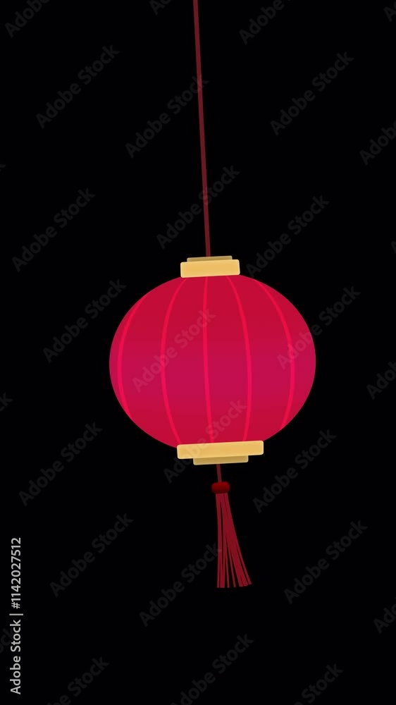 Chinese red paper lantern moving around itself seamless loop animation ...