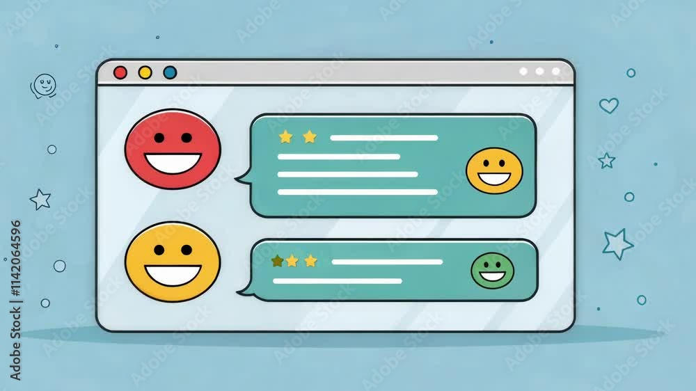 Colorful Emoticon Exchange A bright chat window with a light blue ...