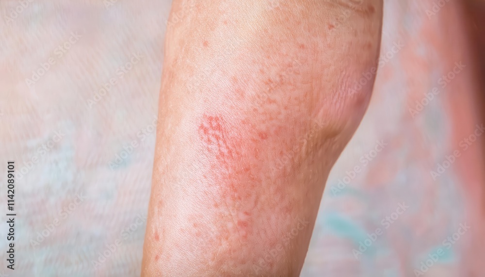 Close-Up of Red, Inflamed, Itchy Allergic Rash on Human Skin with ...