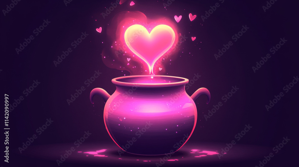 Cauldron with love potion motion sequence animation. Pink heart cloud ... Cauldron with love potion motion sequence animation. Pink heart cloud ...