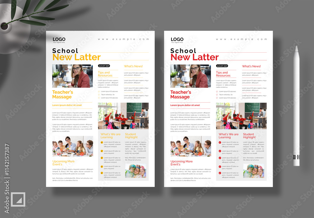 School Newsletter Poster Layout Stock Template | Adobe Stock