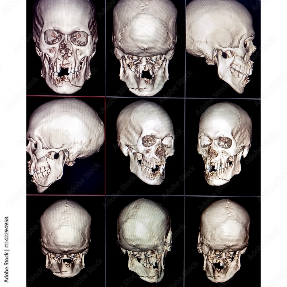 3d reconstruction computer tomography or CT scan image showing severe ...