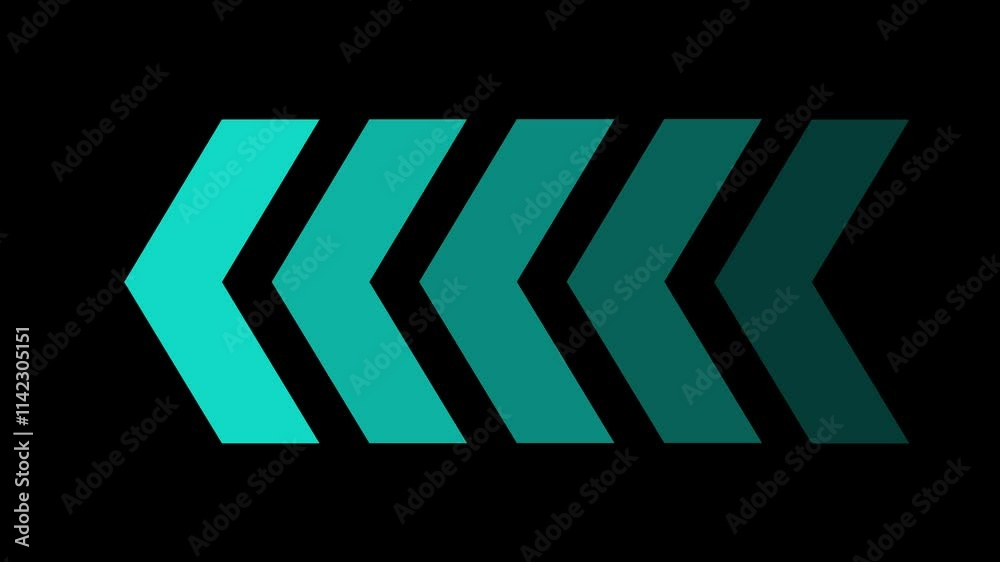 Sky blue color left directional arrows symbol. Warning striped arrow ...