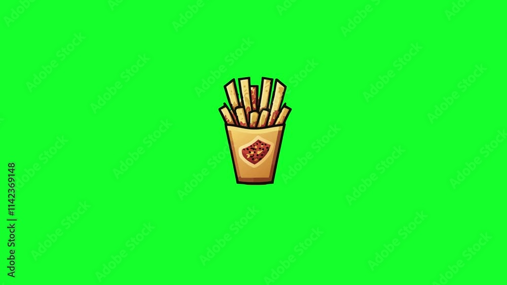French Fries Food Animation. French Fries cartoon Stock Video | Adobe Stock