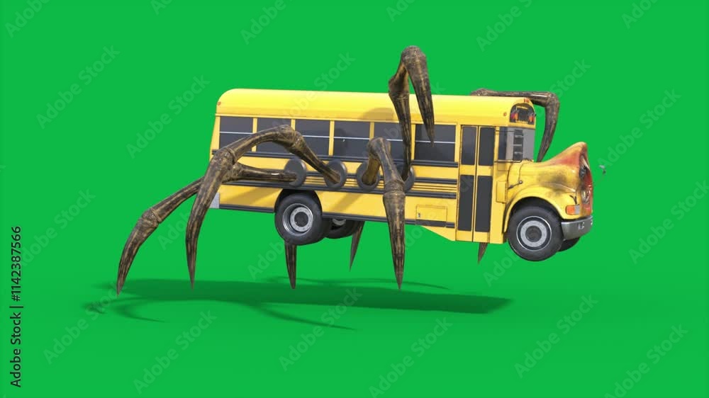 Green Screen School Bus Eater Monster Loop Side 3D Animations SCP ...