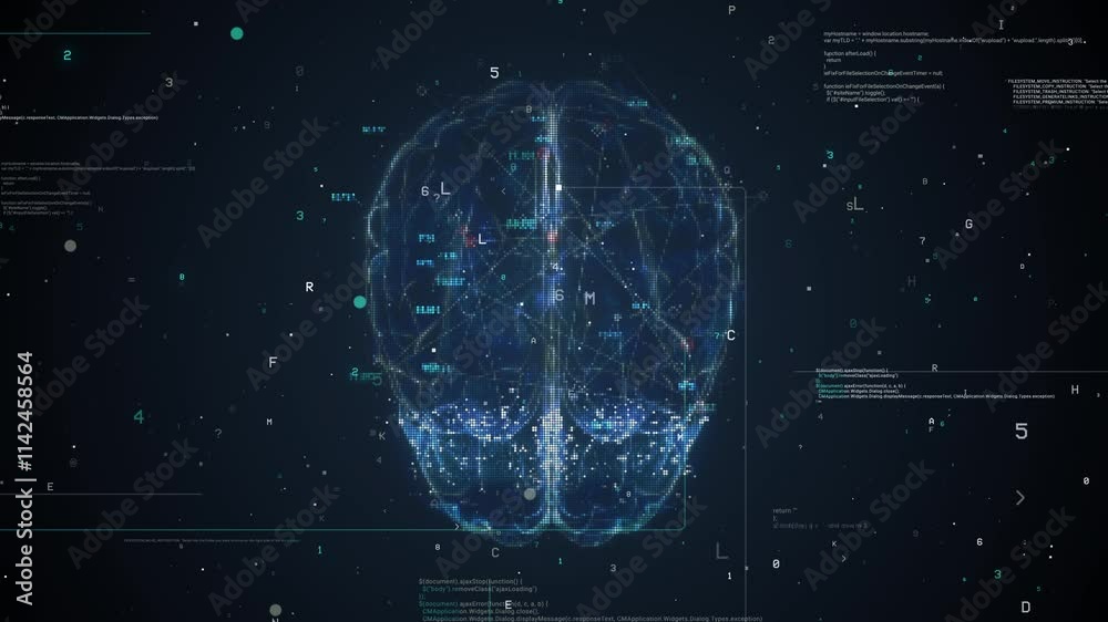 Brain scan technology. 3D Animation of Human Brain. Artificial ...