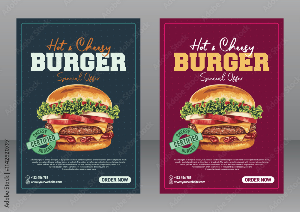 A4 Size Buger Food Menu Poster For Marketing Purposes, Food Poster ...