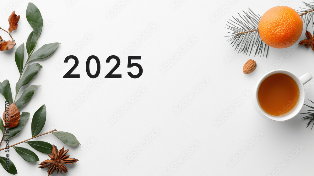 2025 Vision Board concept. minimalist vision board for 2025 with tea ...