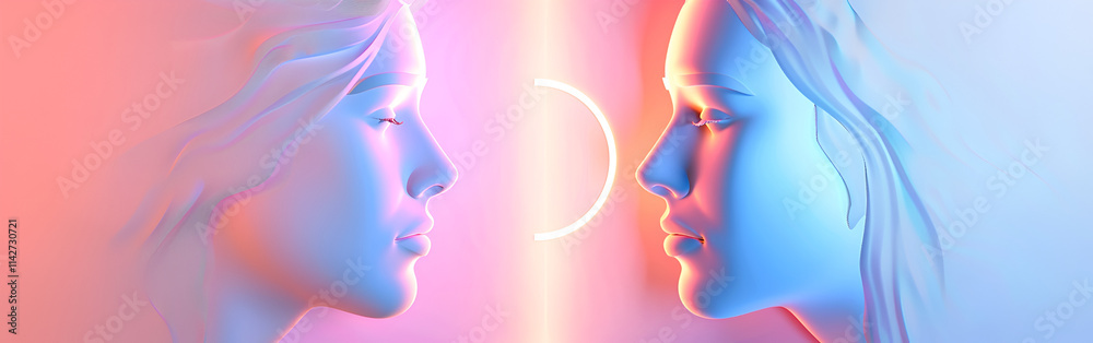 Split personality with two faces Bipolar disorder as woman with rapid ...