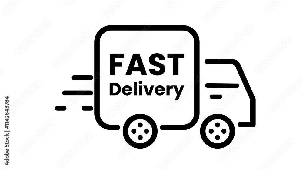 Animated fast delivery truck black outline icon. Express Delivery ...