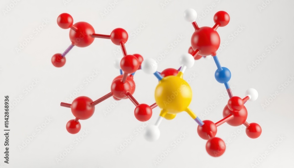 Colorful molecular structure model displays chemical compound. Atoms ...