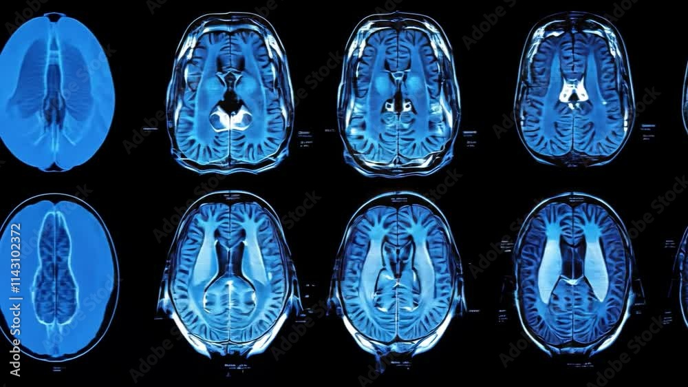 MRI Scan of the Brain: A detailed medical image showcasing a series of ...