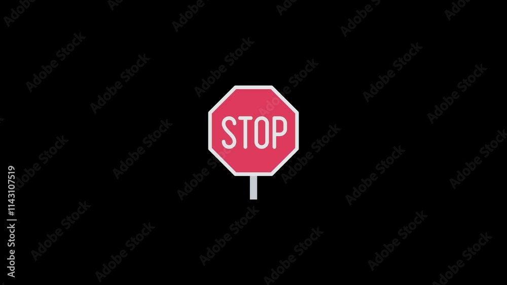 animated stop sign. stop sign icon animation. risk sign. stop hand icon ...
