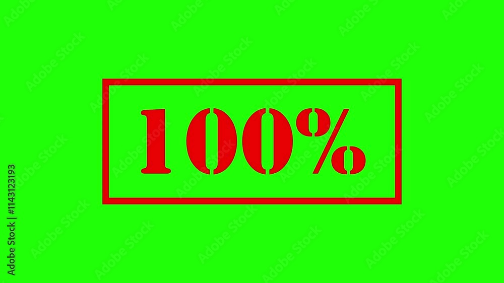 100 percent word seal stamp 4k animation red color hundred percentage ...
