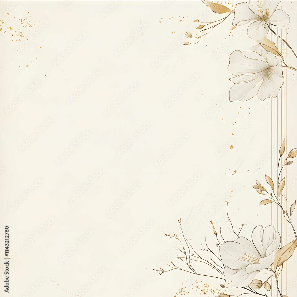 Elegant letter paper with a soft cream background and subtle pale gold ...