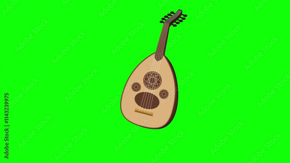 Oud Arabic Music Instrument animation. islamic Music motion on green ...