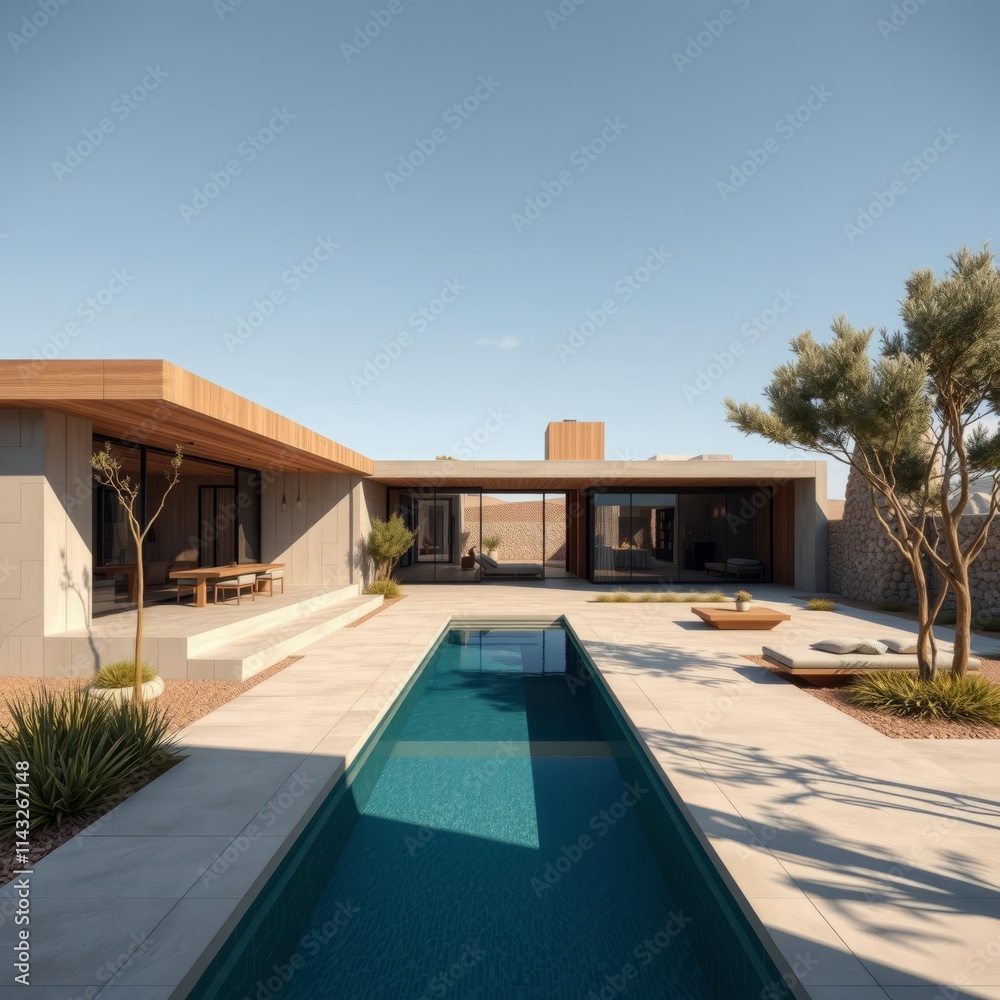 Modern desert architecture, minimalist house design, elongated swimming ...