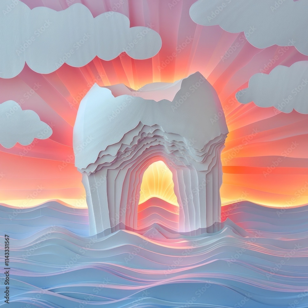 Majestic and mystical mountainous arch portal framing a breathtaking ...