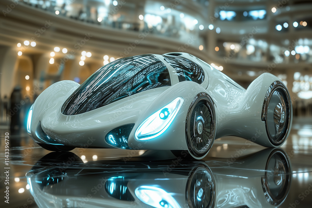 Futuristic car concept based on art deco aesthetic. Time warp and ...
