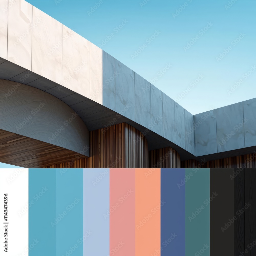 Geometric concrete design moodboard color palette blue texture ...