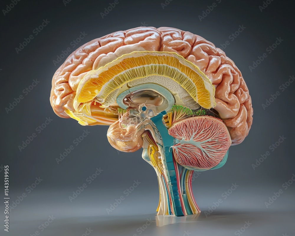 Illustrated cross-section of the brainstem and its functions Stock ...