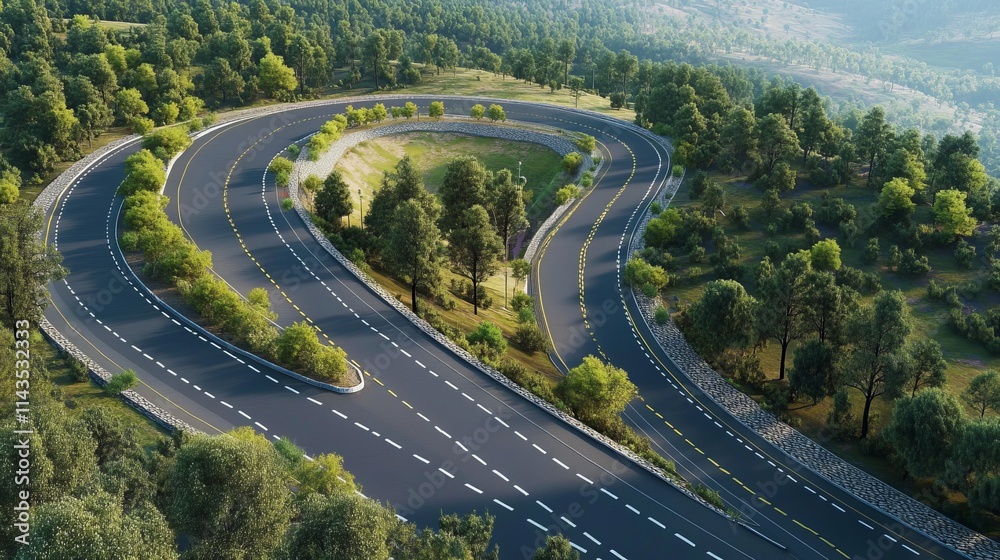 Yol, şeffaf arka plan üzerinde izole karayolu sarma. Yolculuk iki ...