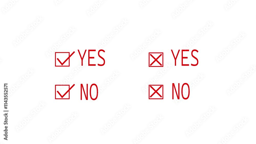 Yes or No red color text Indicated by Tick or Cross in Voting or Task ...
