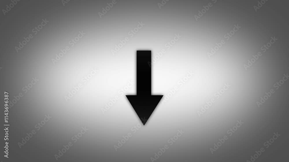 Animated Light down arrow on black background.Signal icon. down Moving ...