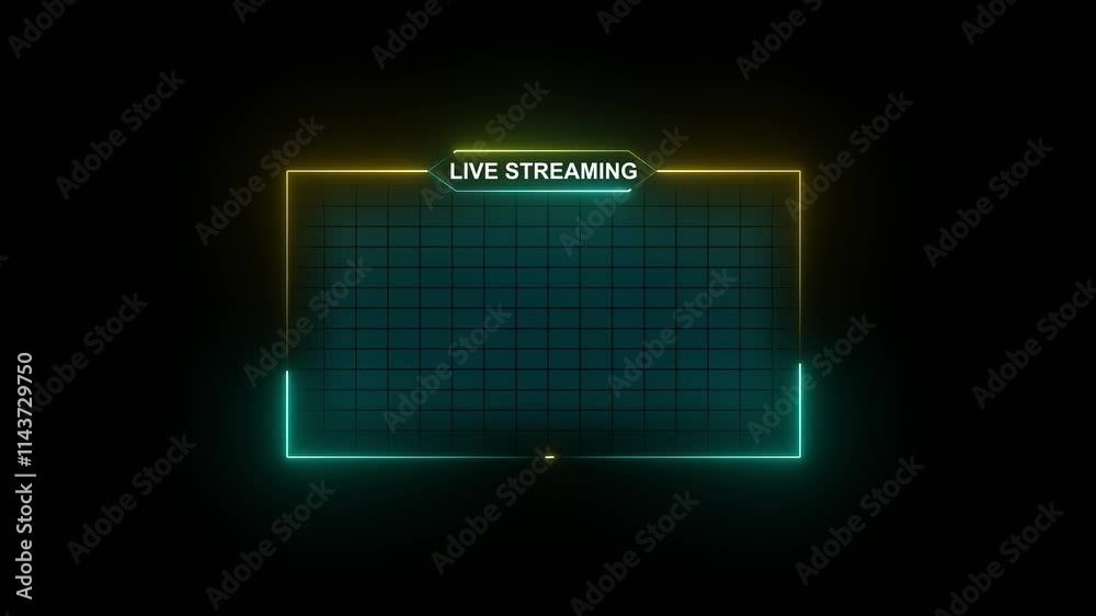 live streaming neon text frame animation box frame neon frame live ...