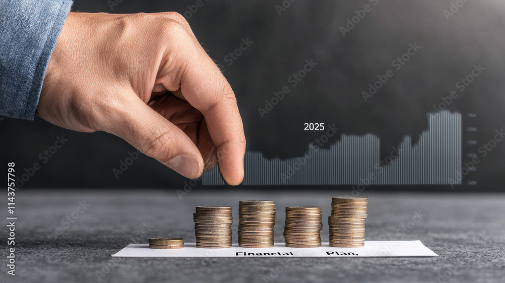 2025 Financial Planning concept. Hand holding paper labeled Financial ...