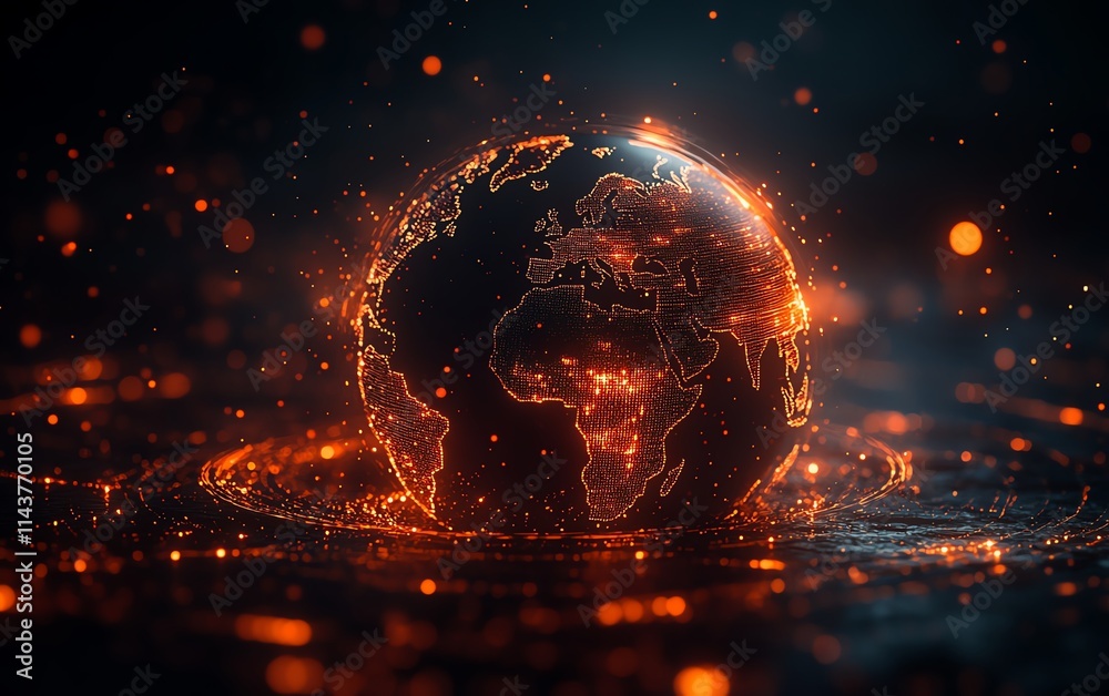 Worldwide business concept in 3D, globe with digital connections and ...