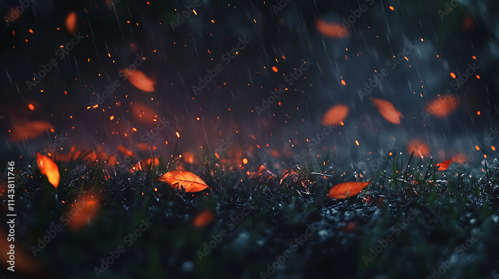 Burning Embers in the Rain: A mesmerizing close-up of burning embers ...
