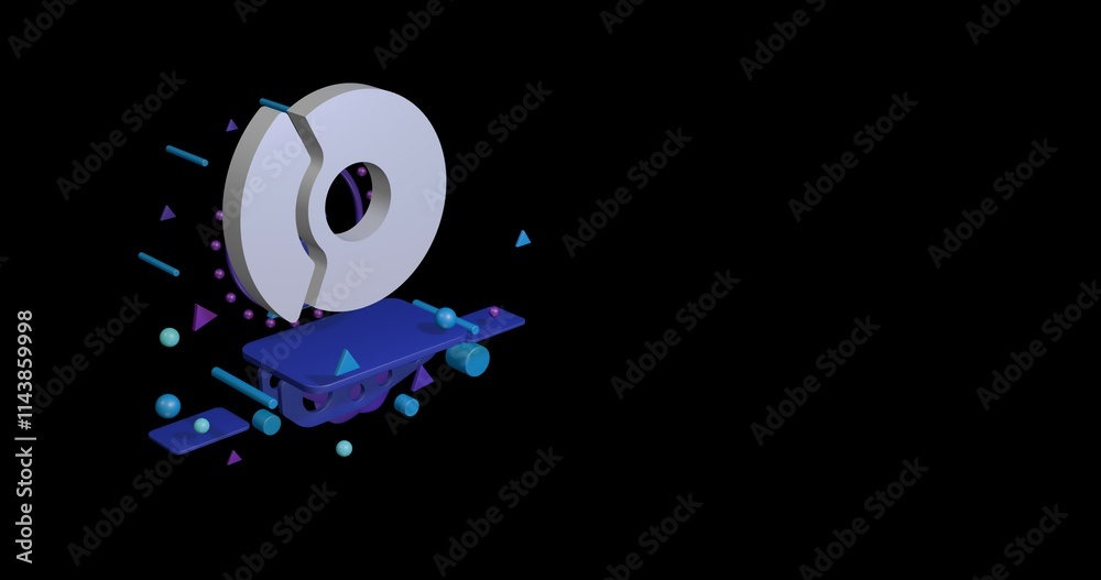 White auto brakes on a pedestal of abstract geometric shapes floating ...