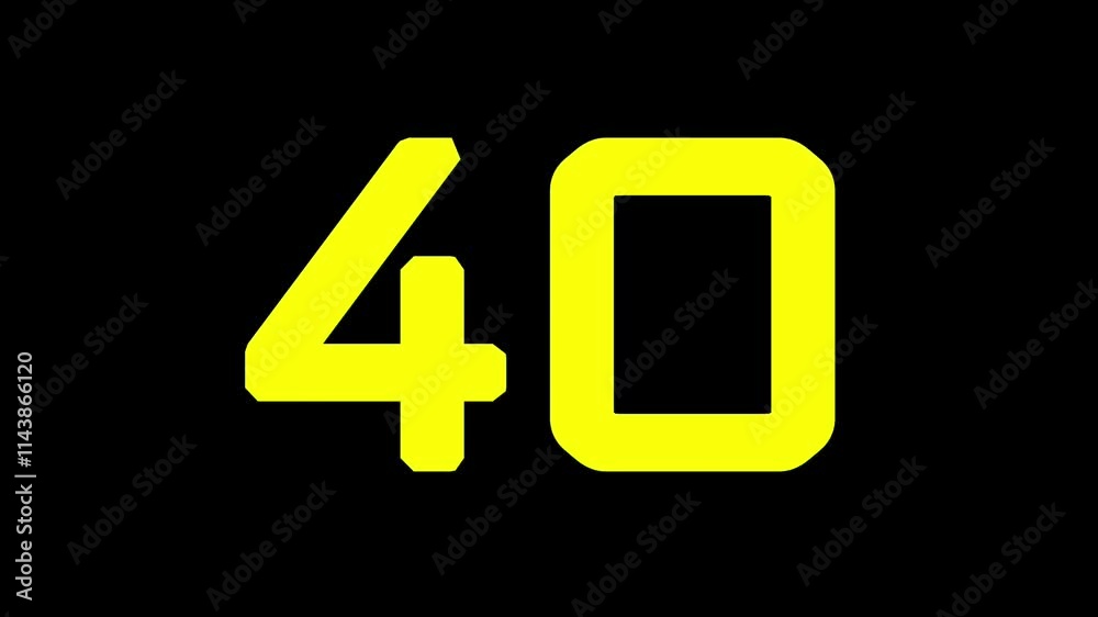 45 seconds countdown timer with bold yellow countdown animation on ...