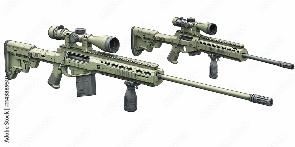 Military Sniper Rifle, Tactical Illustration of a Modern, High ...