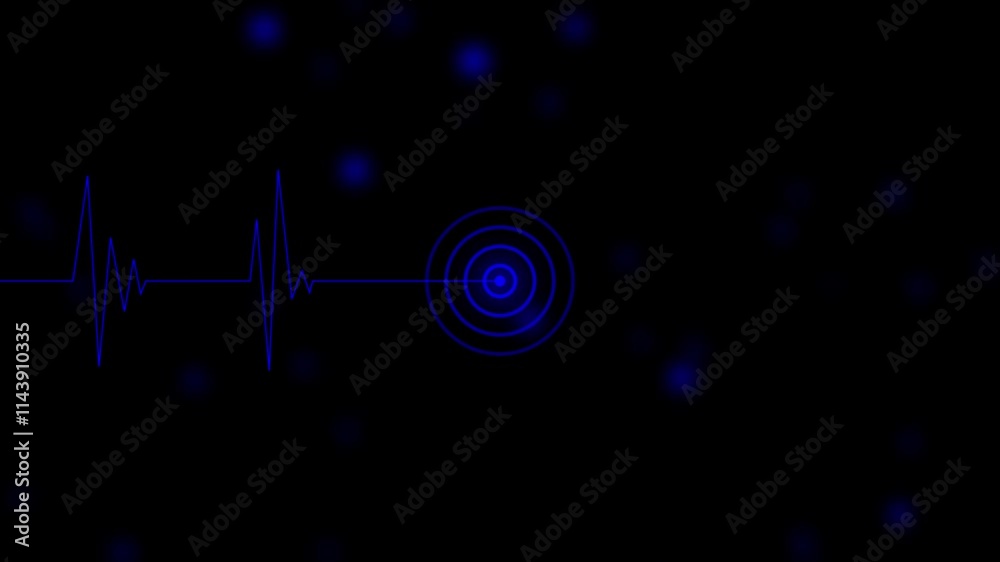 Wave pattern world map.Earthquake with word map, blinking dot and ...