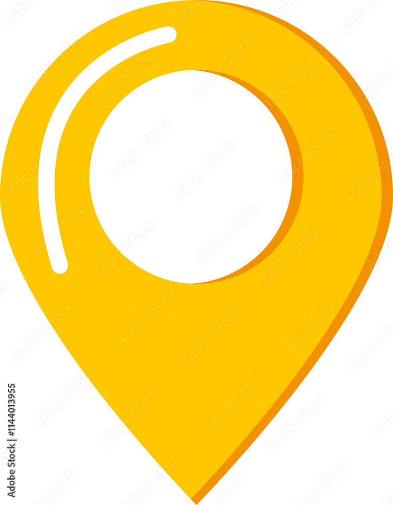Yellow map pin icon with a circular cutout in the center, indicating a ...