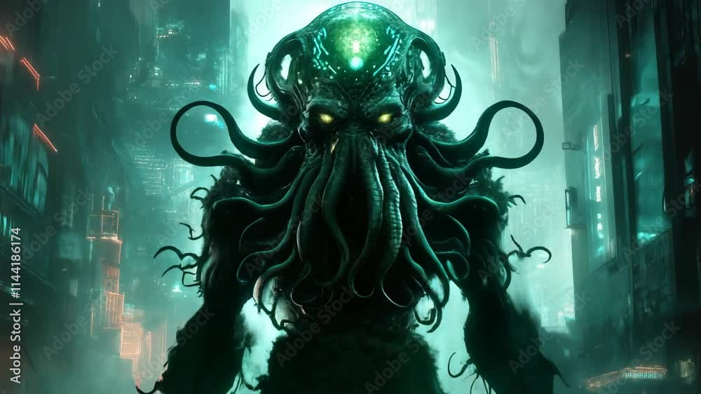 Cthulhu, the monstrous cosmic entity, rising from the depths to unleash ...