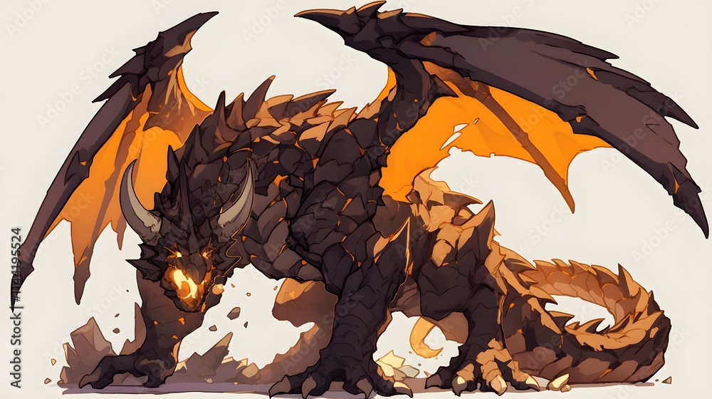 Epic dragon boss character in detailed a dynamic and powerful design ...