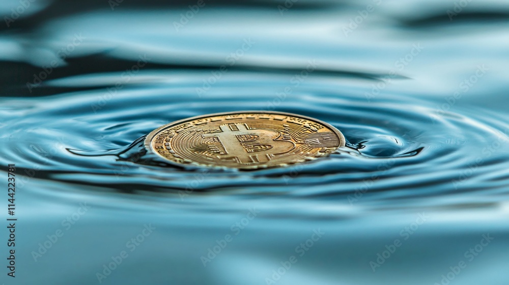 A 1 Rupee coin submerged halfway in water, symbolizing economic ...