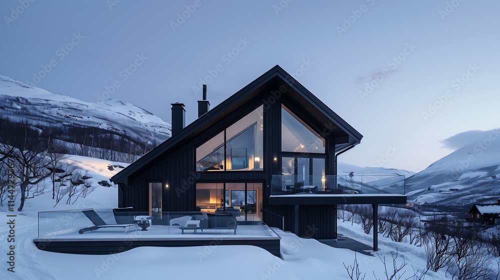 Scandinavian-inspired house design with a steep pitched roof, black ...