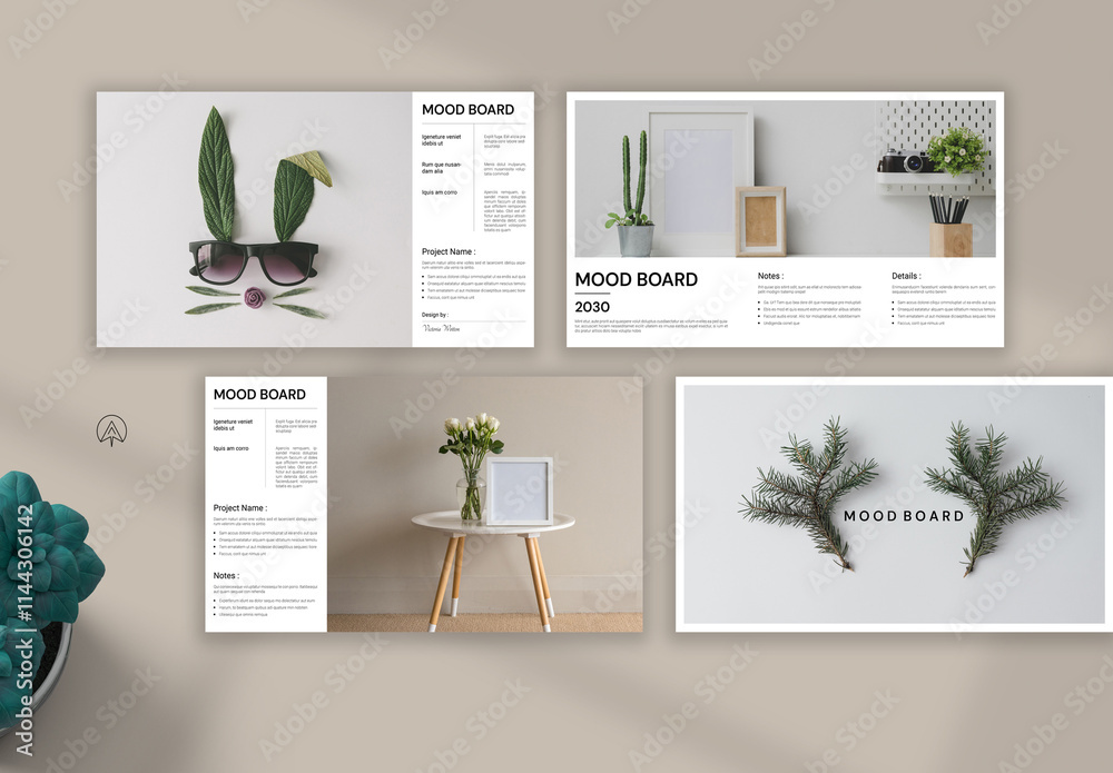 Clean Mood Board Template Stock Template | Adobe Stock