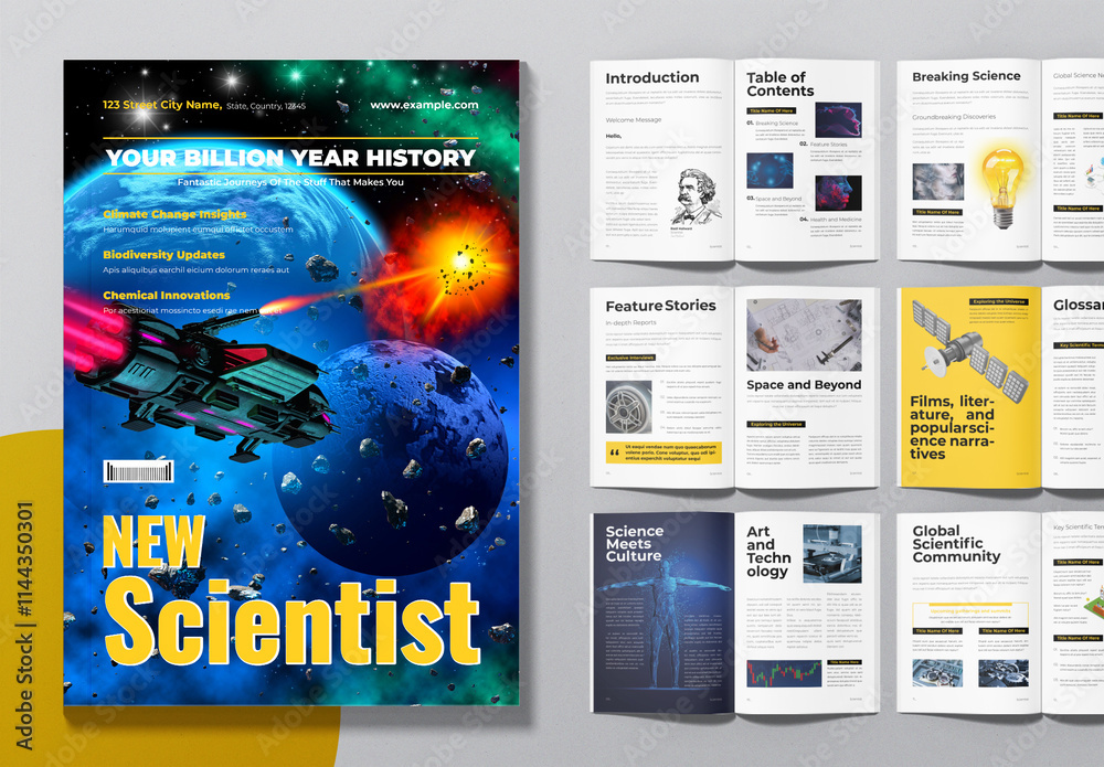 New Scientist Magazine Templates Stock Template | Adobe Stock