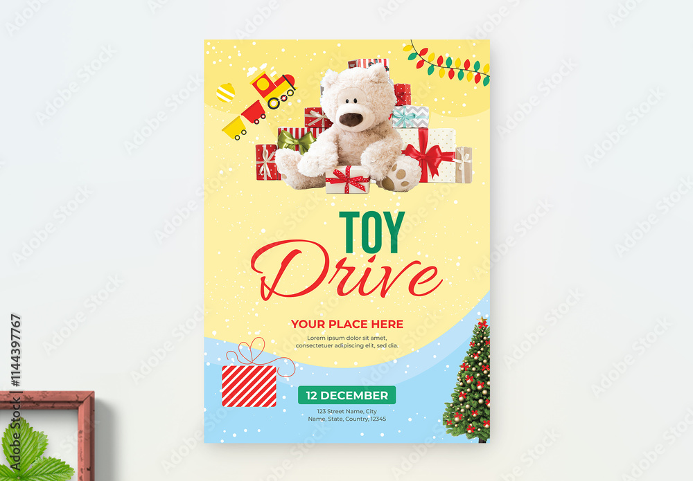 Toy Drive Flyer Poster Layout Stock Template | Adobe Stock