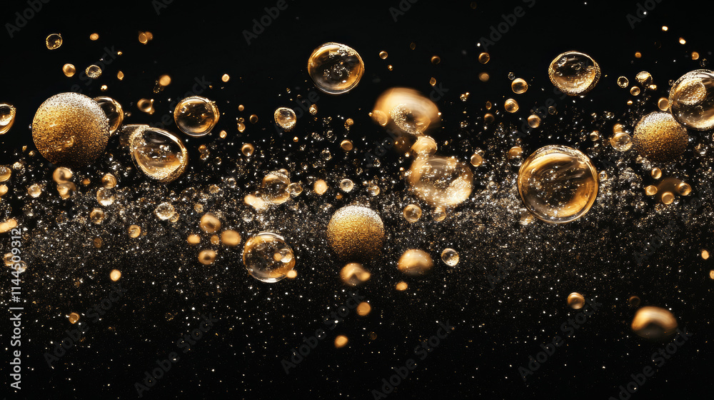 Soda water bubble drop isolated vector background. Black underwater ...