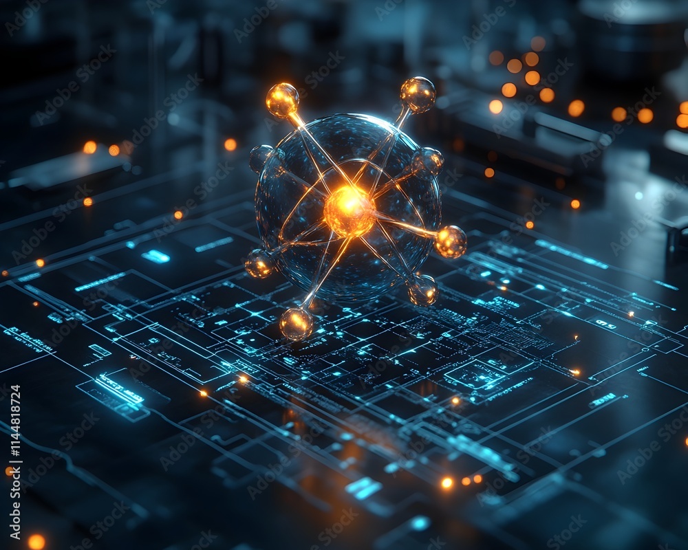3D Representation of a Technetium Atom Showcasing its Electron and ...