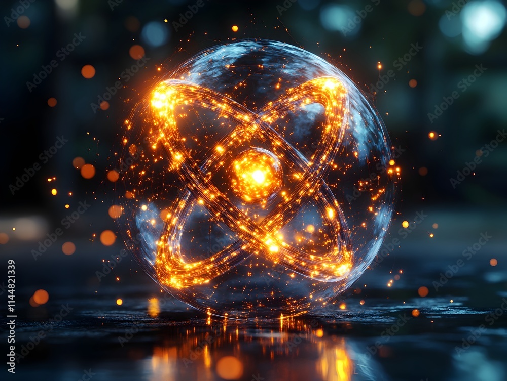 3D Representation of a Technetium Atom Showcasing its Electron ...