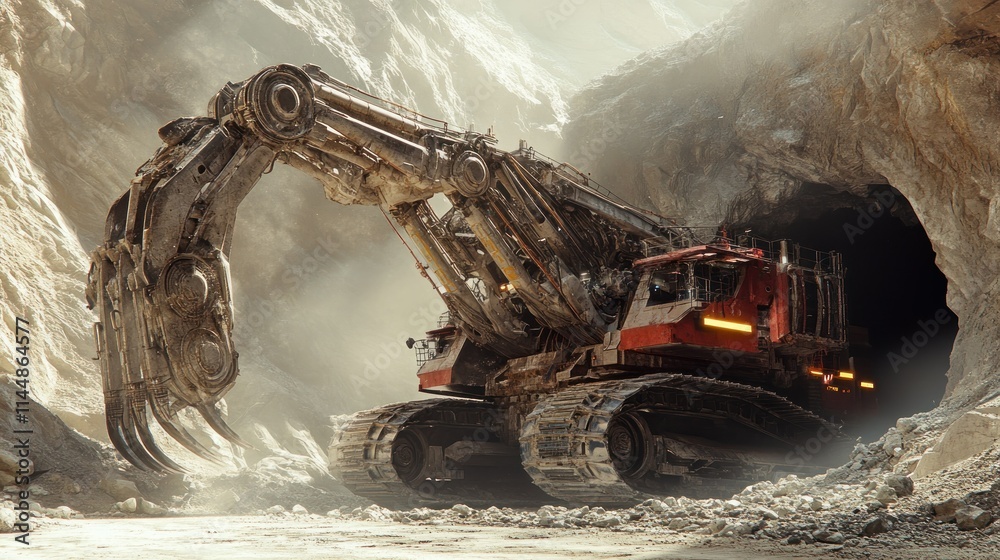 Photo & Art Print A giant mining excavator robot, its large robotic arm ...