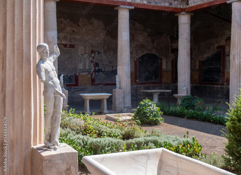 Priapus, Ancient statue of symbol of the fertility of ancient Rome, in ...