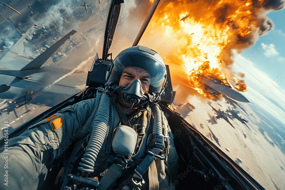 Photo & Art Print Pilot of military fighter jet ejecting from downed ...